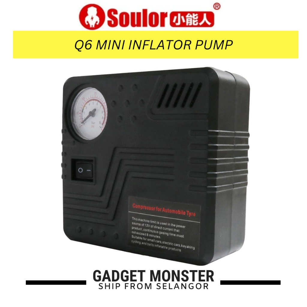Soulor 12V 120W Air Compressor Pump Portable Electric Tyre Inflator ...