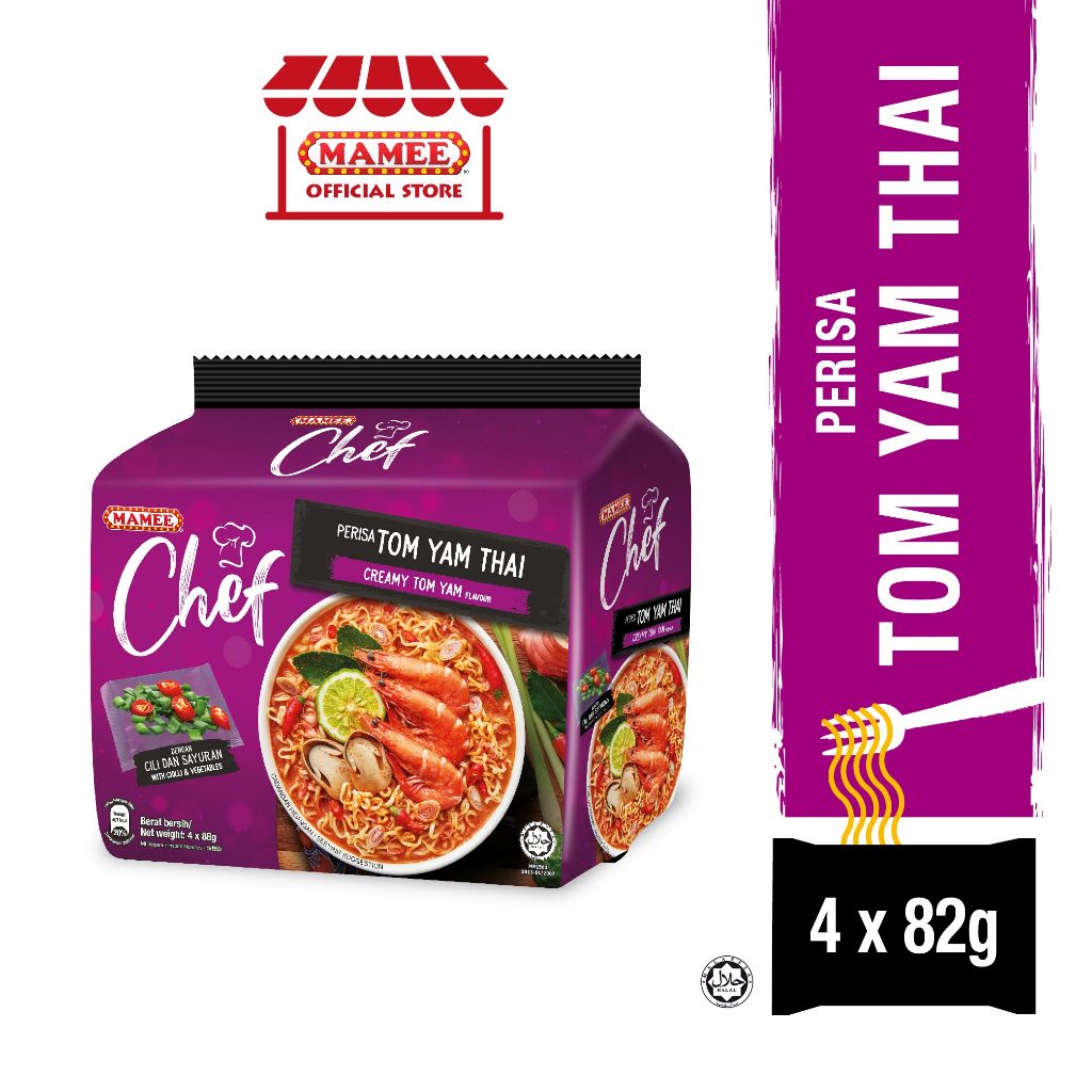 Mamee Chef Creamy Tom Yum Pack Noodles 4 x 82g | Shopee Singapore