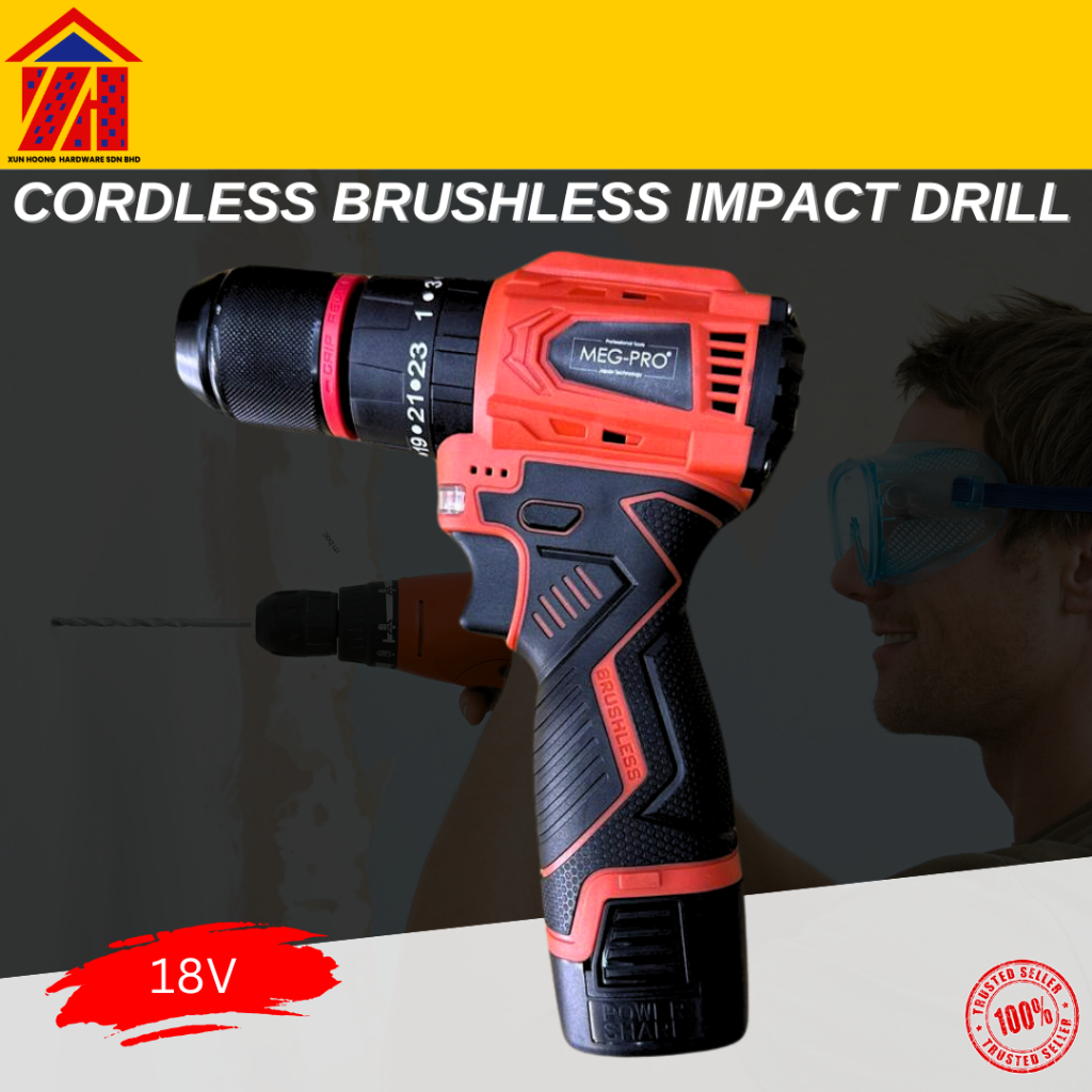 Meg Pro 18v Cordless Brushless Impact Drill Shopee Singapore