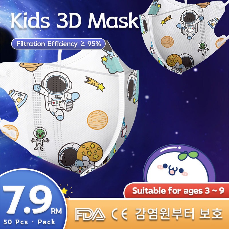 Kids 3D Mask Cartoon Kids Face Mask 小孩口罩 兒童口罩 50Pcs KN95 BFE 95% ...