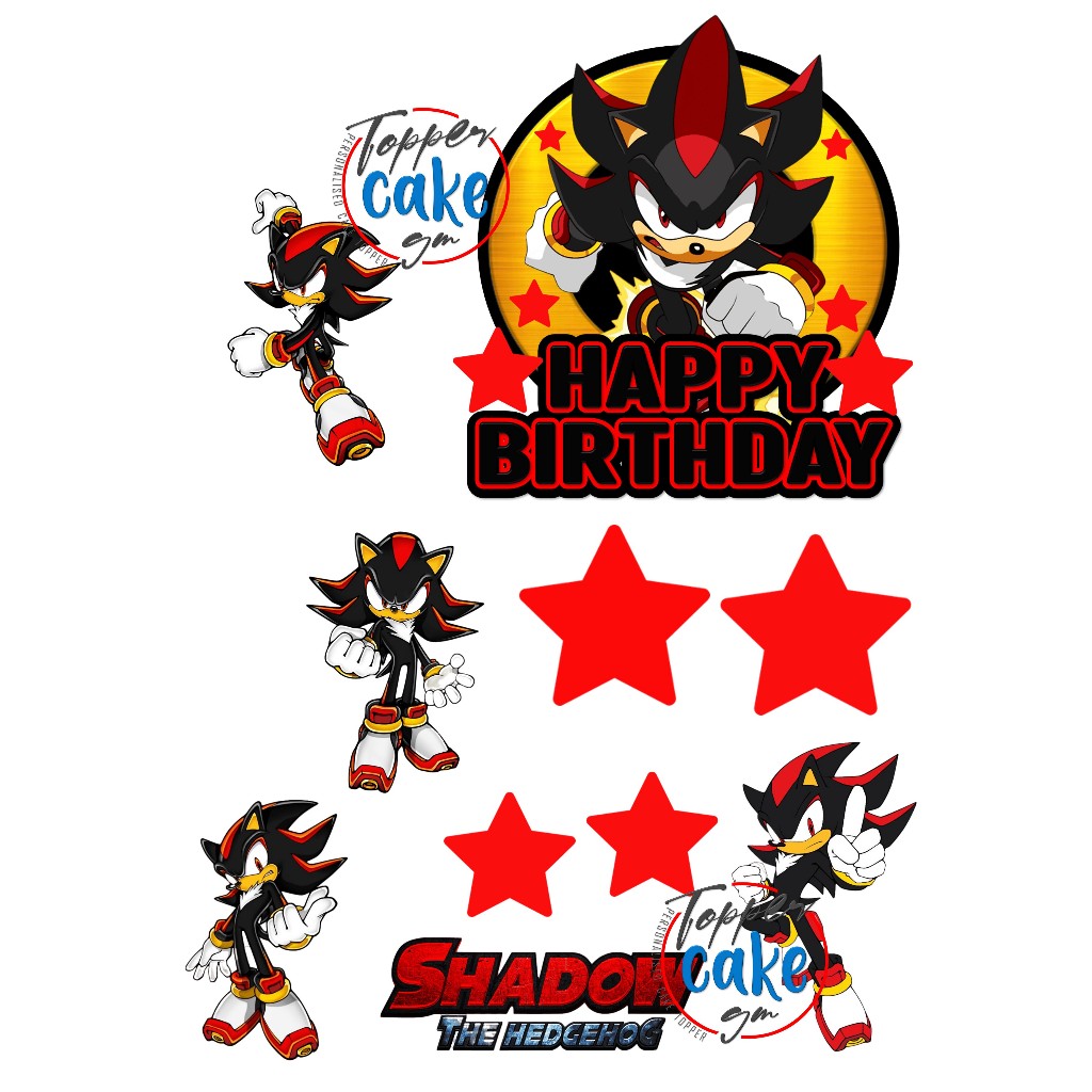 Happy Birthday Topper Cake SONIC SHADOW (CUSTOM NAME) | Shopee Singapore