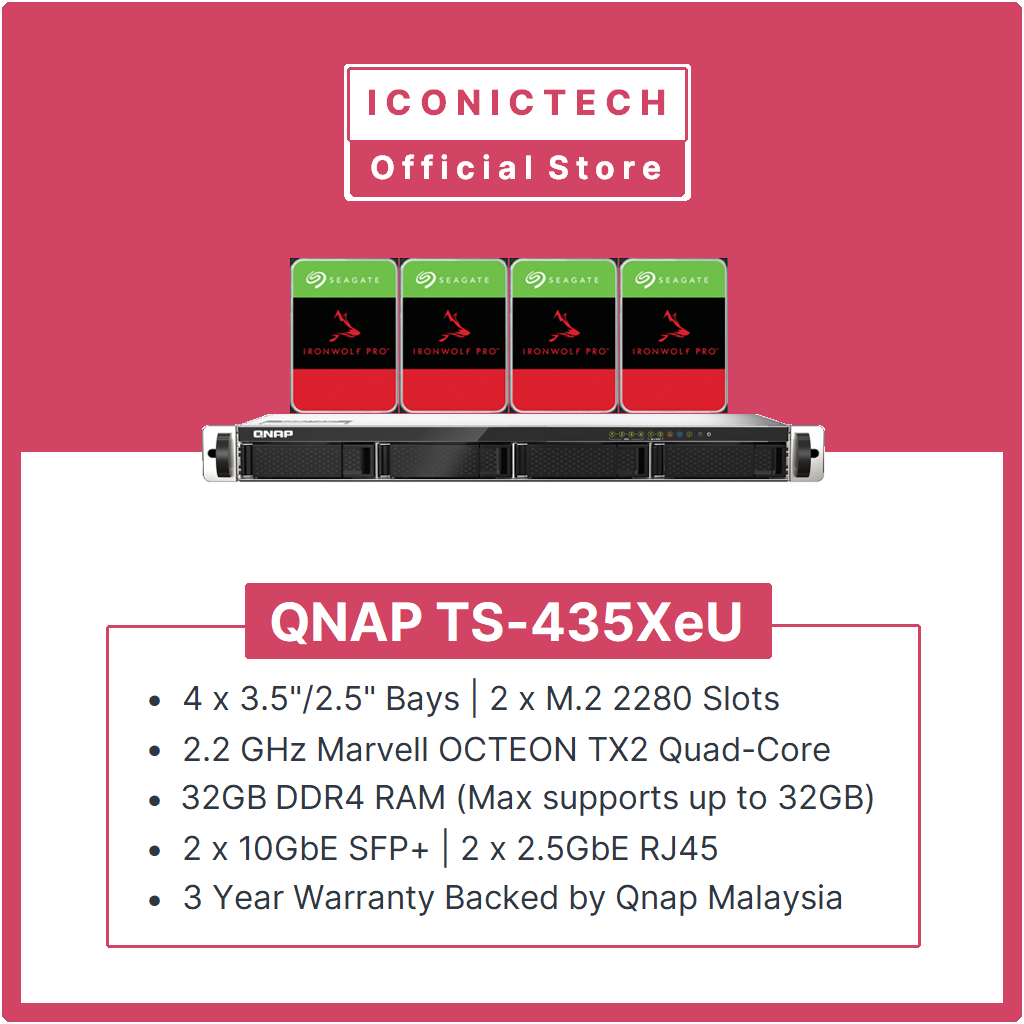 QNAP TS-435XeU 4-BAY RackMount NAS Option Bundle Sliding Rail Kit RAIL ...