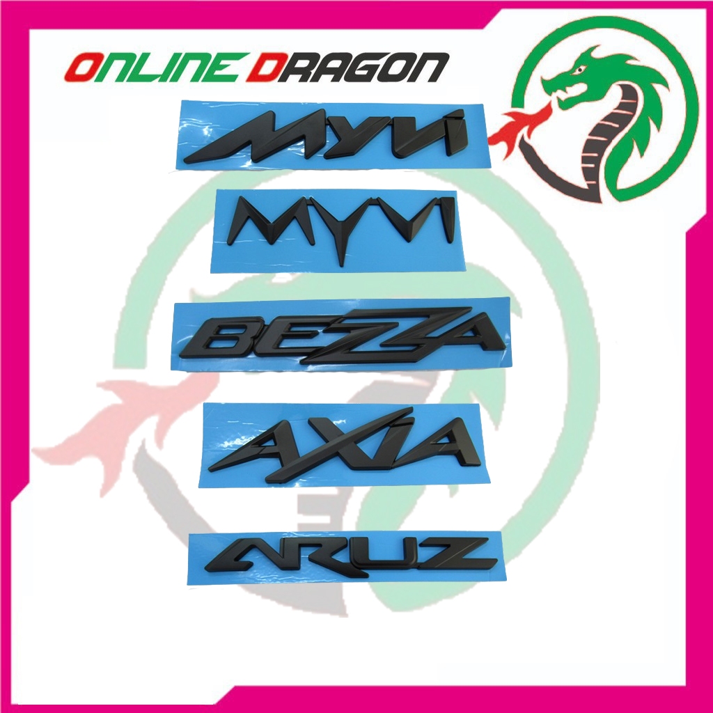 MATTE BLACK / CHROME LOGO EMBLEM PERODUA ALZA ARUZ AXIA BEZZA MYVI WORD ...