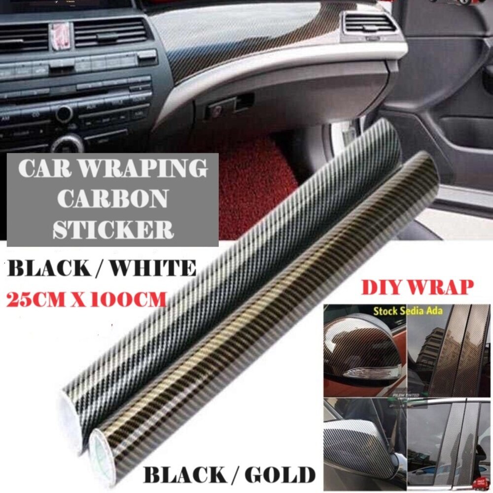 Car Body Sticker Carbon Fiber 2D 3D 6D Matte Black Vinyl Wrap ...