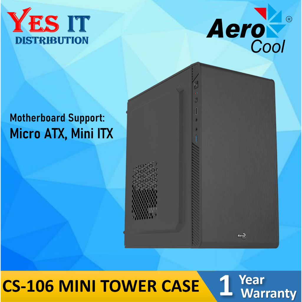 AeroCool CS-106 / CS-107 MINI TOWER CASE [ CS106-S-BK-V1 / CS107-A-BK-V2 ] | Shopee Singapore