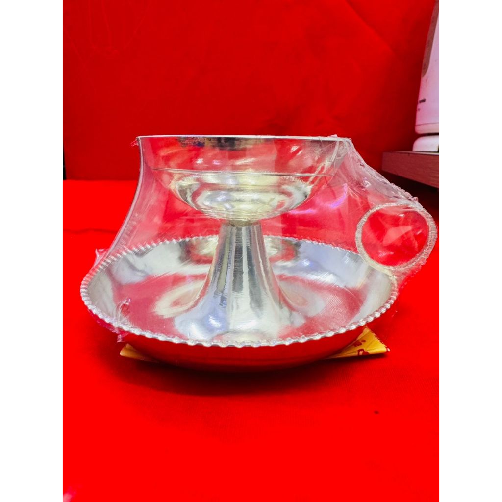 SRIGANESH SILVER PLATING SAMPAT NANDA DEEPAM / PURE SILVER SAMPAT ...