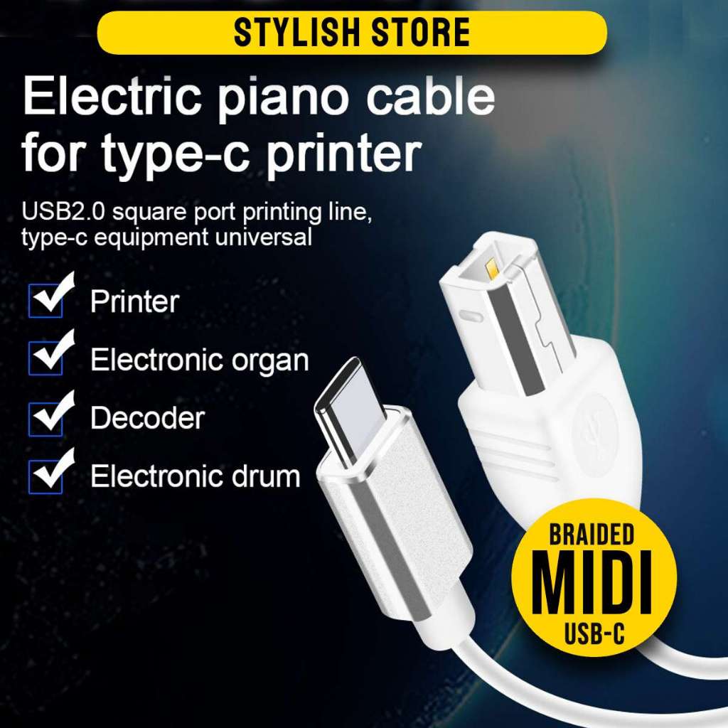 【MIDI Cable】 USB C to USB B Type C to USB 2.0 OTG Printer Converter ...