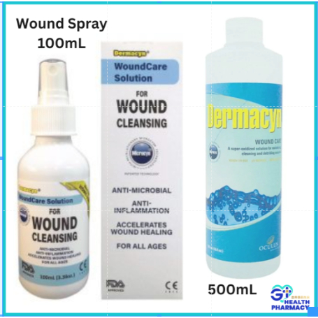 Dermacyn Wound Solution / Dermacyn Spray (100mL/500mL) | Shopee Singapore