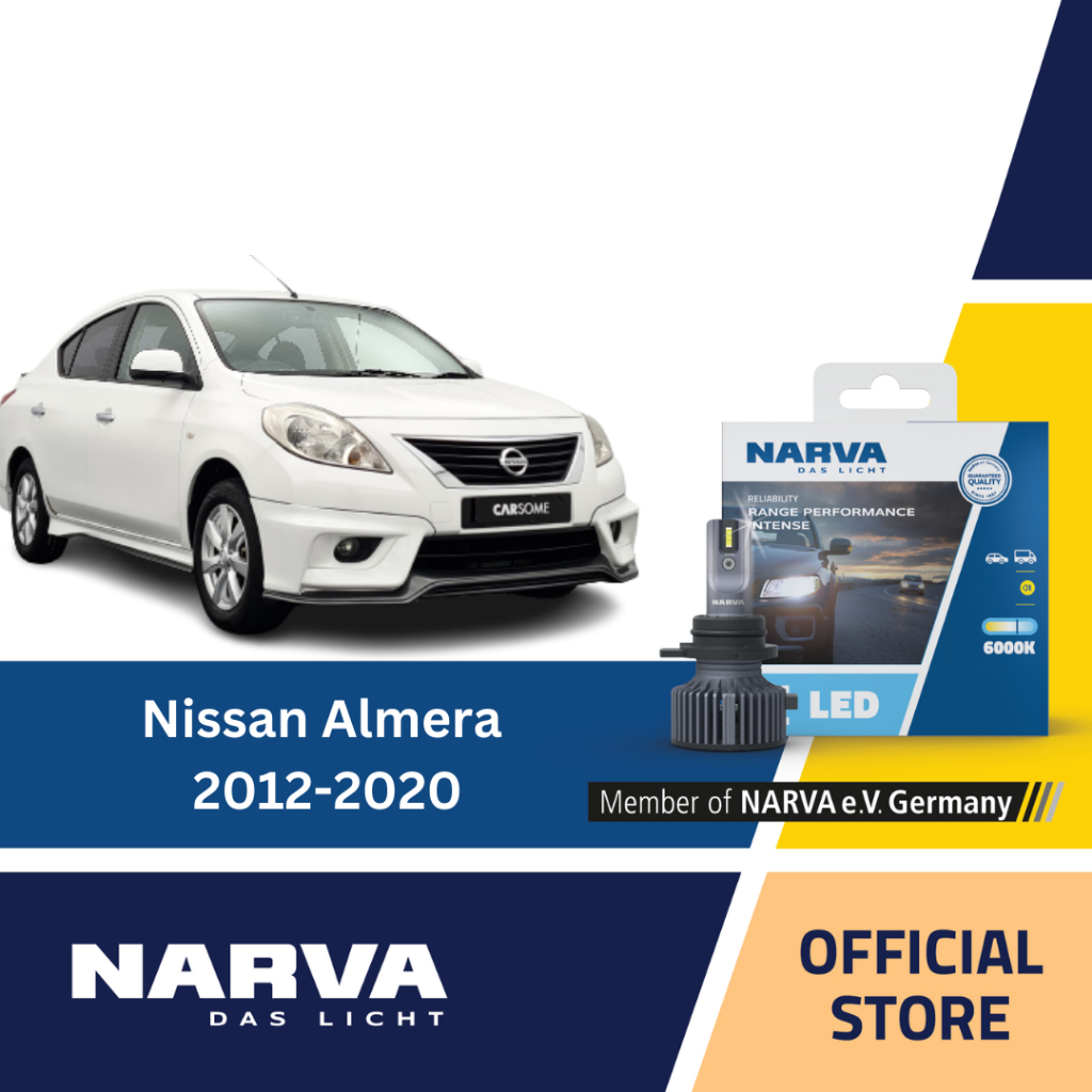 NARVA Car Headlight Halogen / LED Bulbs Set Nissan Almera (2012-2020 ...