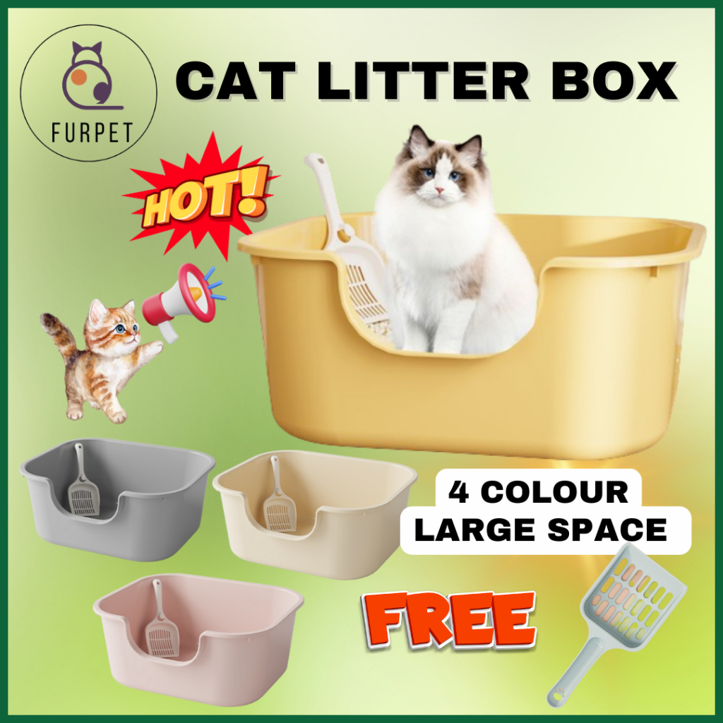 FURPET Extra Big Litter Box Cat Large Cat Sand Container Cat Litter Box ...