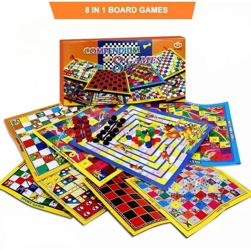 8 in 1 Compendium of 8 games Classic Game Board Games Snake Aeroplane ...