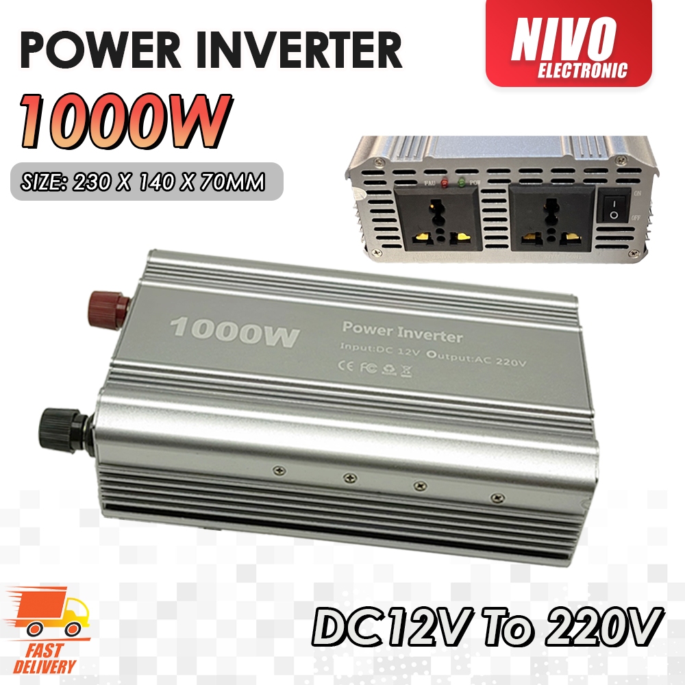 1000W POWER INVERTER DC12V IN TO AC220V OUT Solar Inverter | Shopee ...