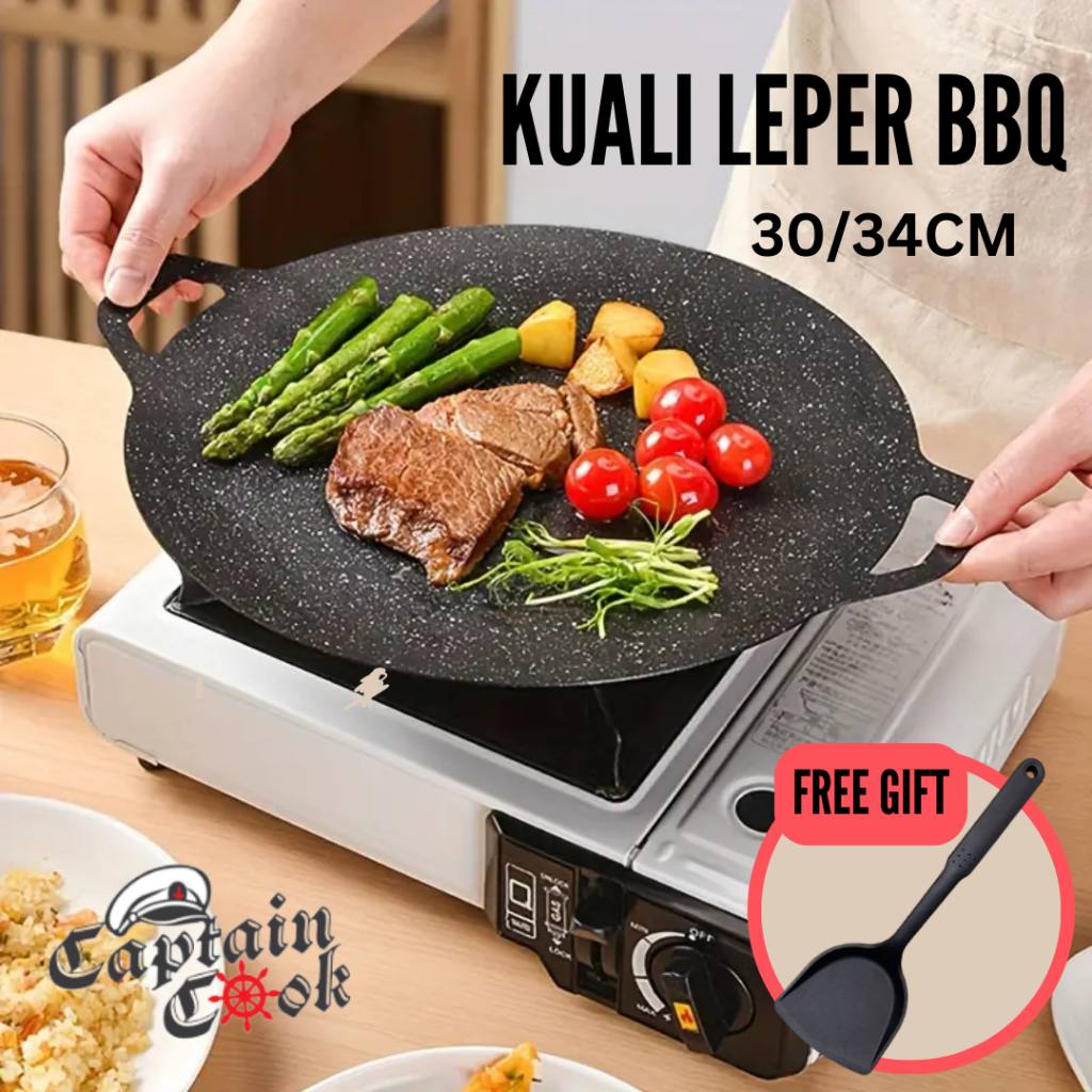 Captain Cook Kuali Leper BBQ Black Nonstick Capati Pan 30/34cm ...