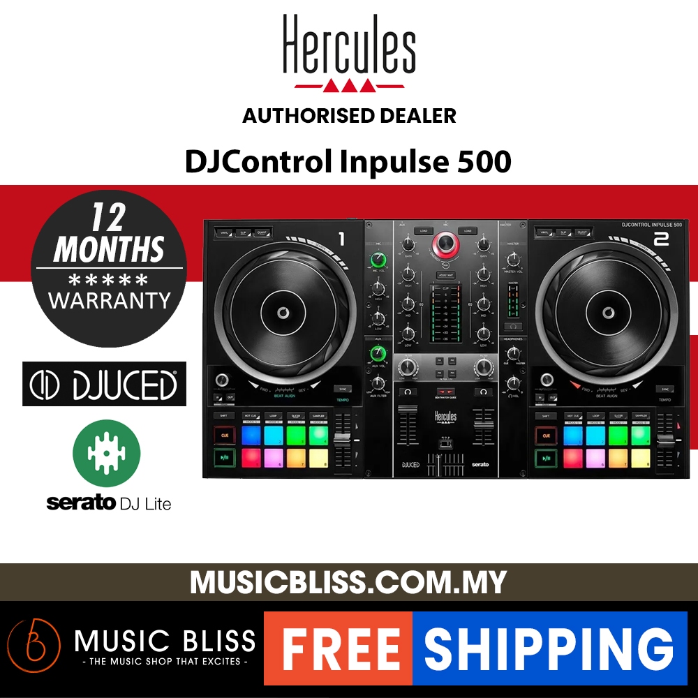 Hercules DJControl Inpulse 500 | All-In-One DJ controller with Beatmatch Guide, Full DJ Software ...