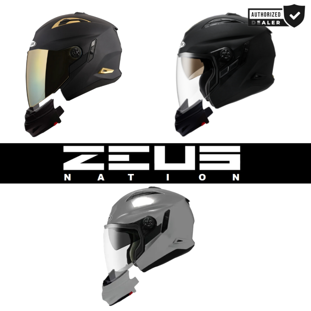 Zeus Helmet ZS-613 Plain Design Modular Helmet (Smoke/Gold Visor ...