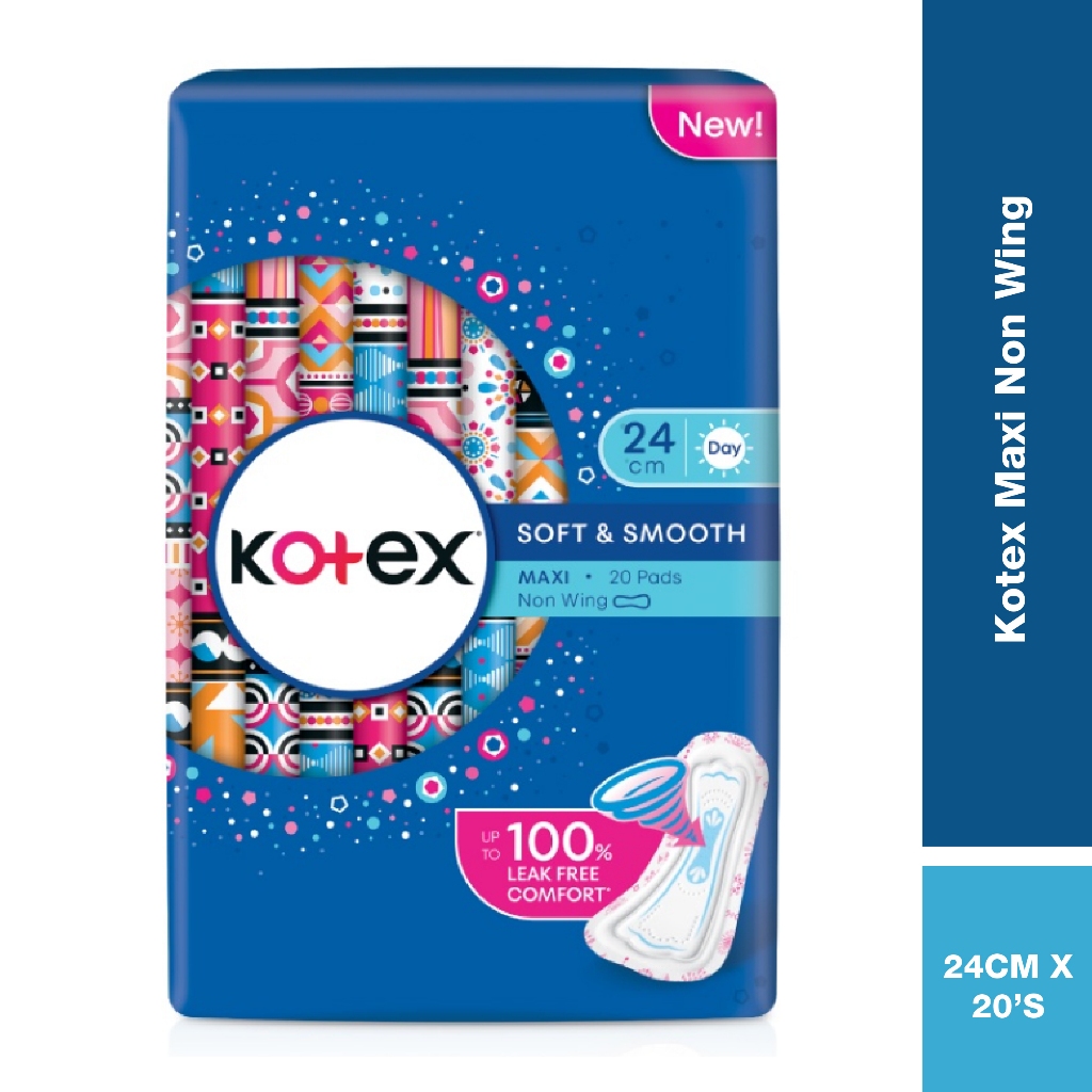 Kotex Soft & Smooth Maxi Non-Wing Pad 24cm (20's) | Shopee Singapore