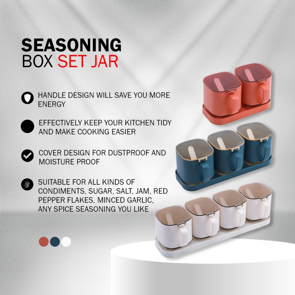 Seasoning Box with Spoon Condiment Jar Spice Box, Seasoning with Spoon ...