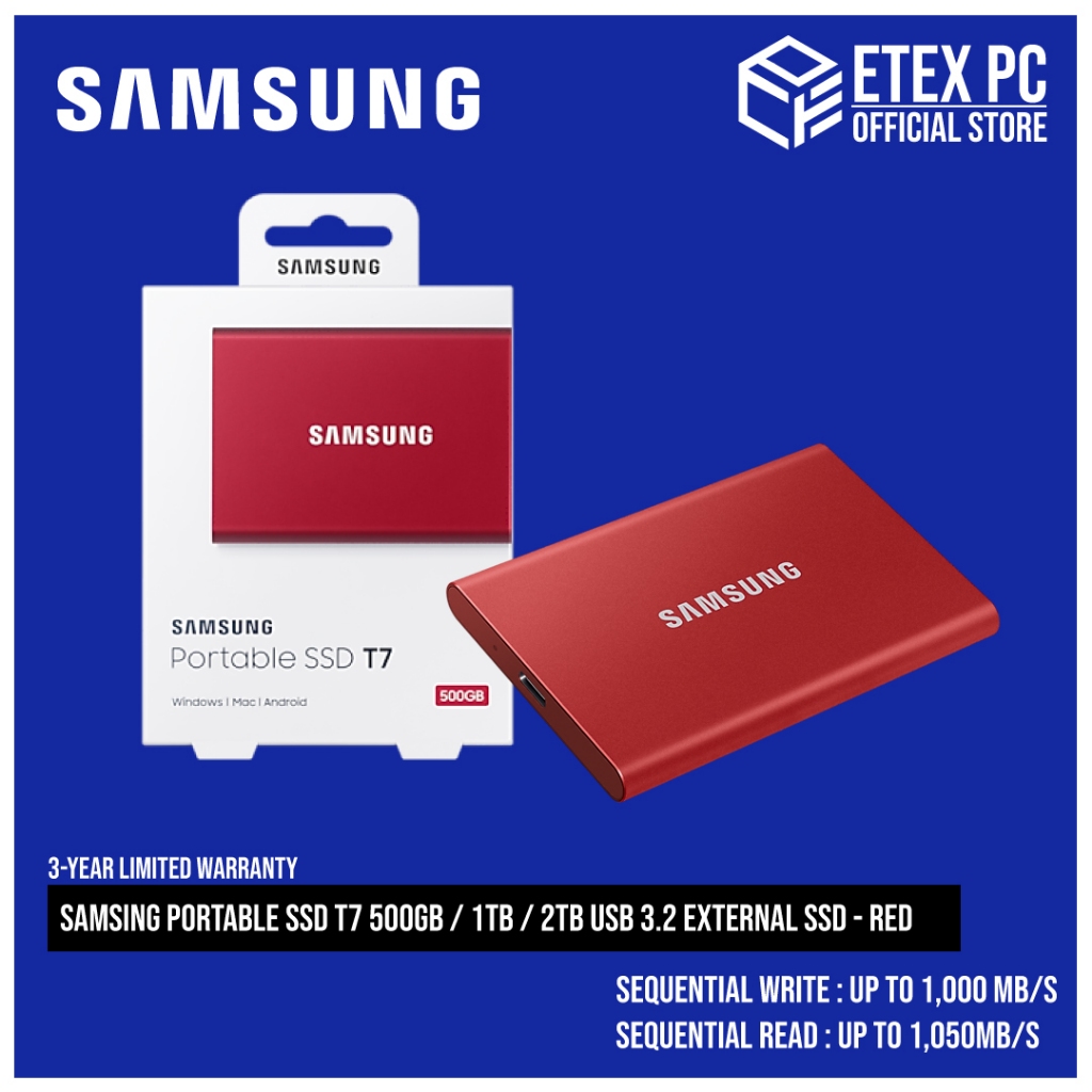 Samsung Portable SSD T7 500GB / 1TB / 2TB USB 3.2 External Solid State ...