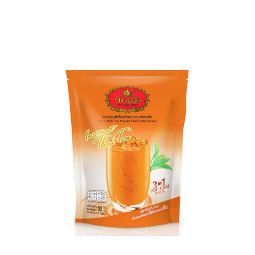 ChaTraMue Brand 3 in 1 (Hot & Cold) Thai Milk Tea Powder 5 packets 100g ...
