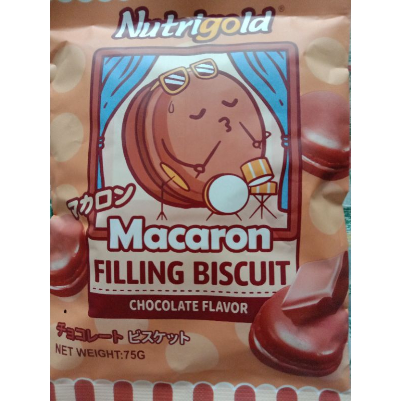 Nutrigold Macaron FlLLlNG BlSCUlT CHOCOLATE FLAVOR (NEW WElGHT:75G ...