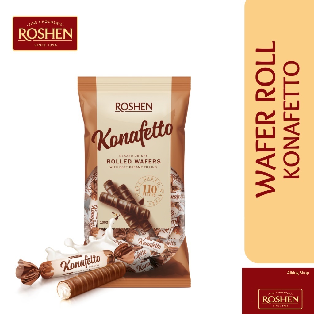 Roshen Konafetto Bianco Rolled Wafers, Sweets In Cocoa Coating Compound ...
