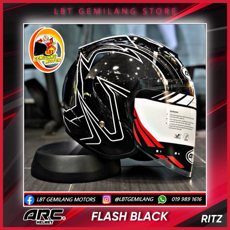 ARC Helmet RITZ [FLASH BLACK EDITION] | Shopee Singapore