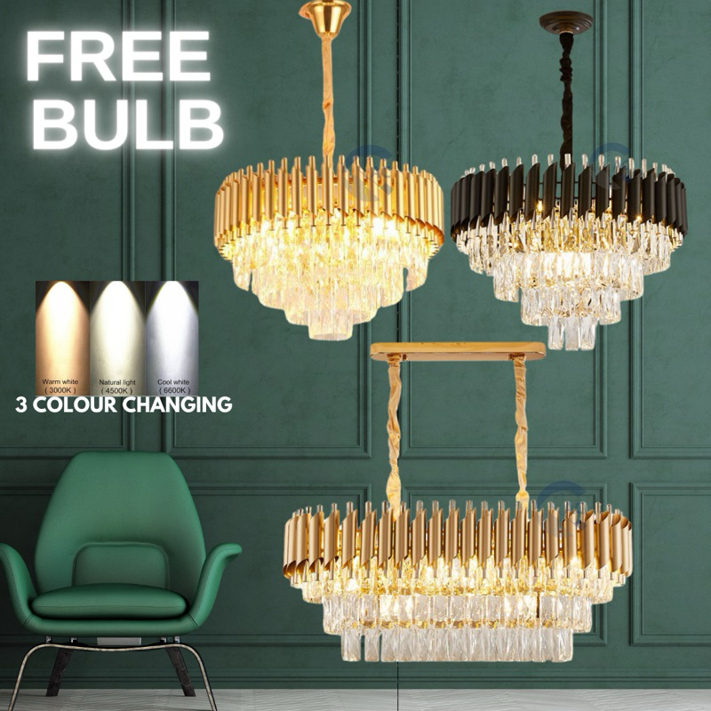 Luxury Crystal Chandelier | Lampu Siling LED | Kristal Ceiling Light ...