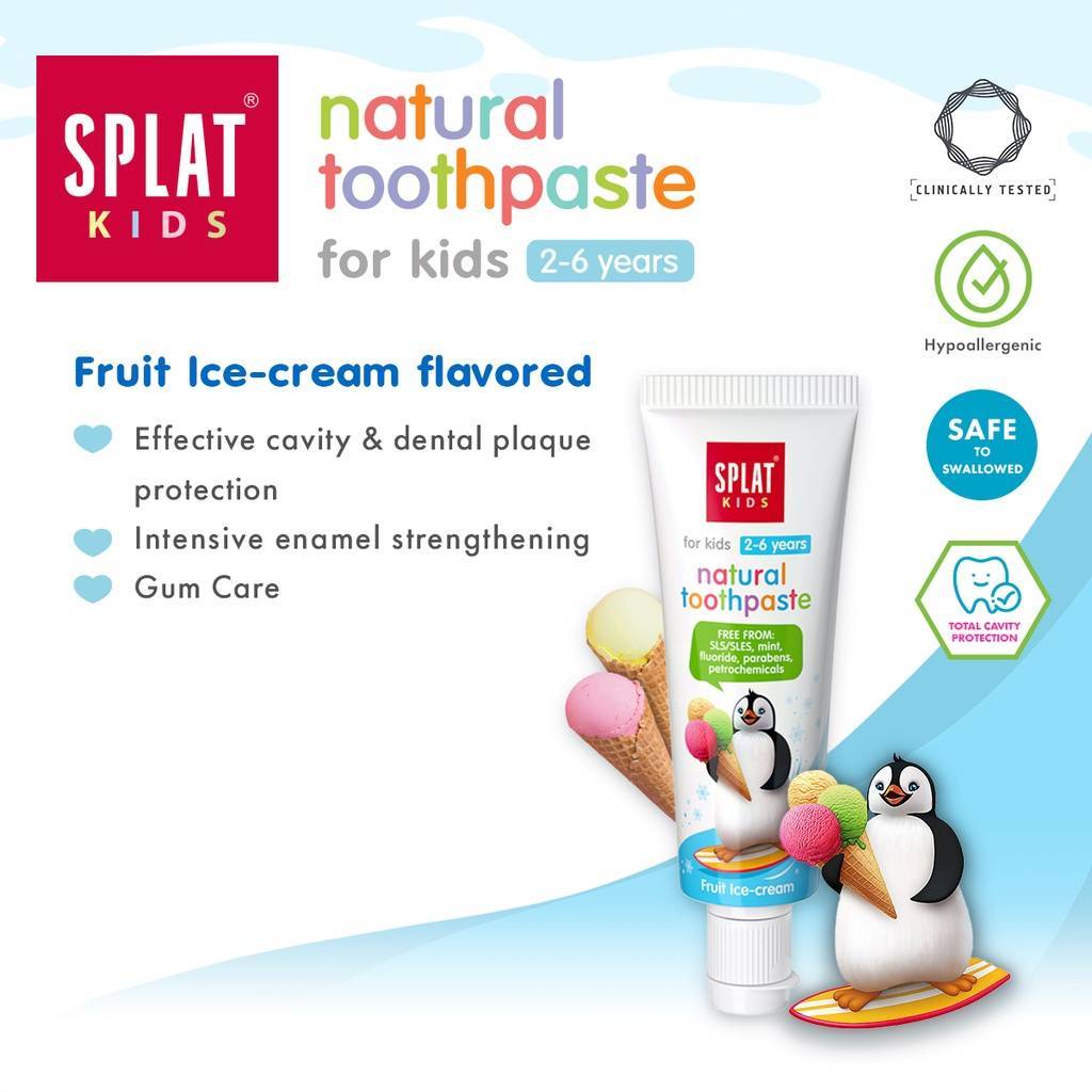 SPLAT KIDS FRUIT ICE CREAM FLAVOURED TOOTHPASTE AGES 2-6 [50ML ...