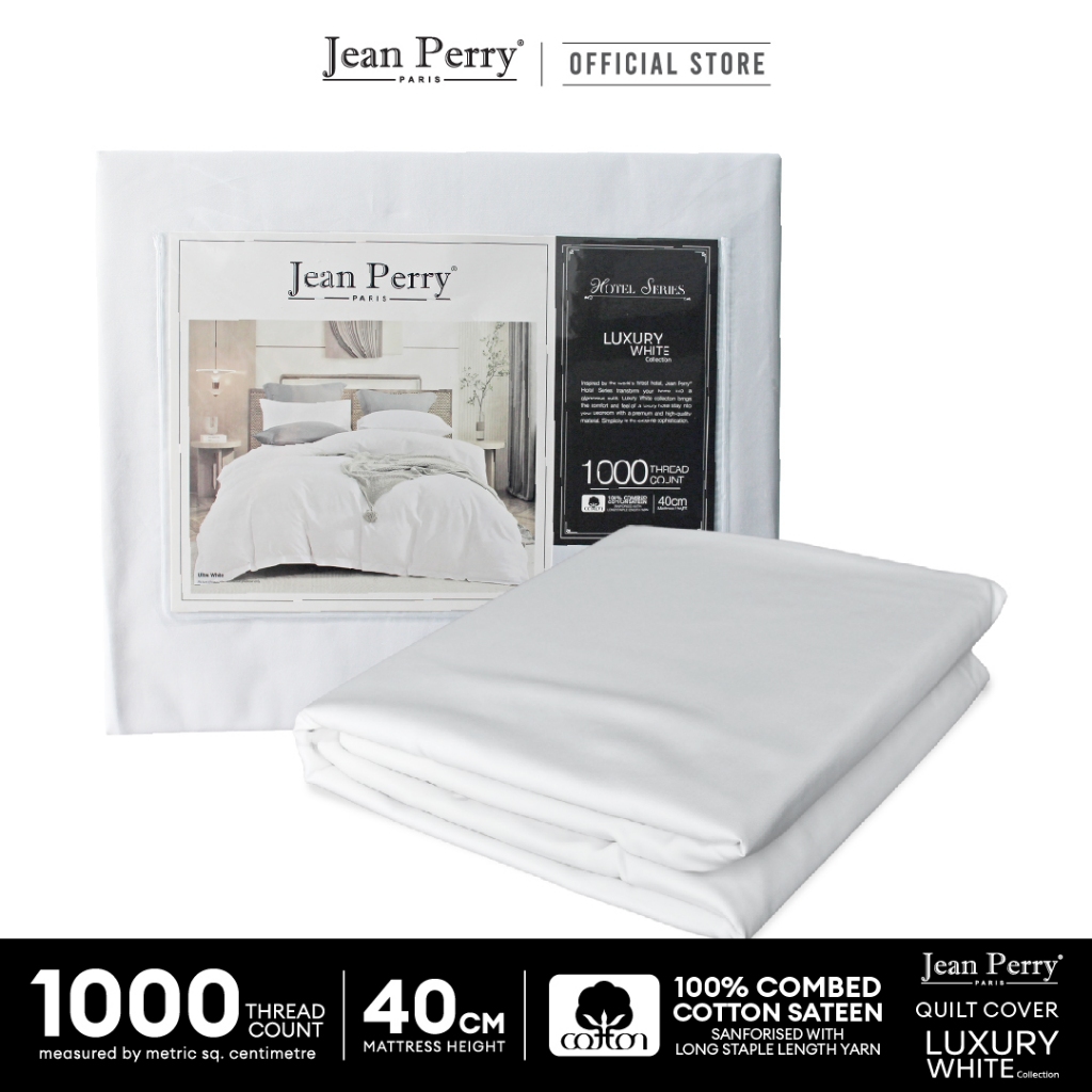 Jean Perry Hotel Series Luxury White QUILT COVER ONLY -100% Combed ...