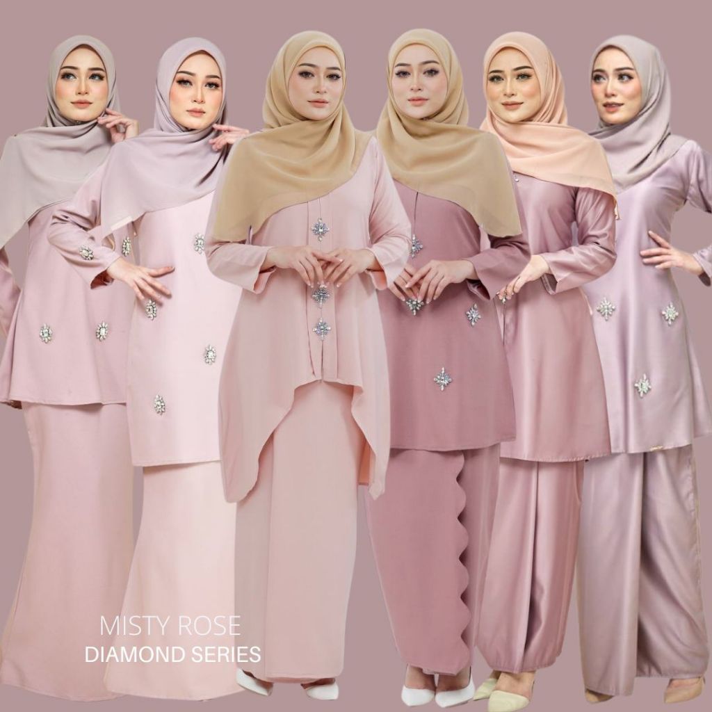 [misty rose] plain basic diamond series kurung moden riau scallop ...