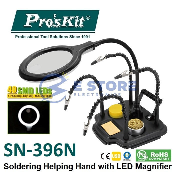 Pro'sKit SN-396N Soldering Helping Hand with LED Magnifier | Shopee ...