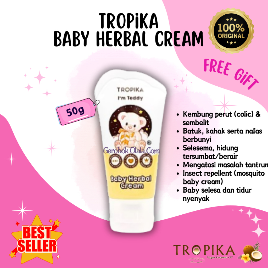 TROPIKA HERBAL BABY CREAM Bloating BABY Stomach Rash Cough Cold Phlegm ...