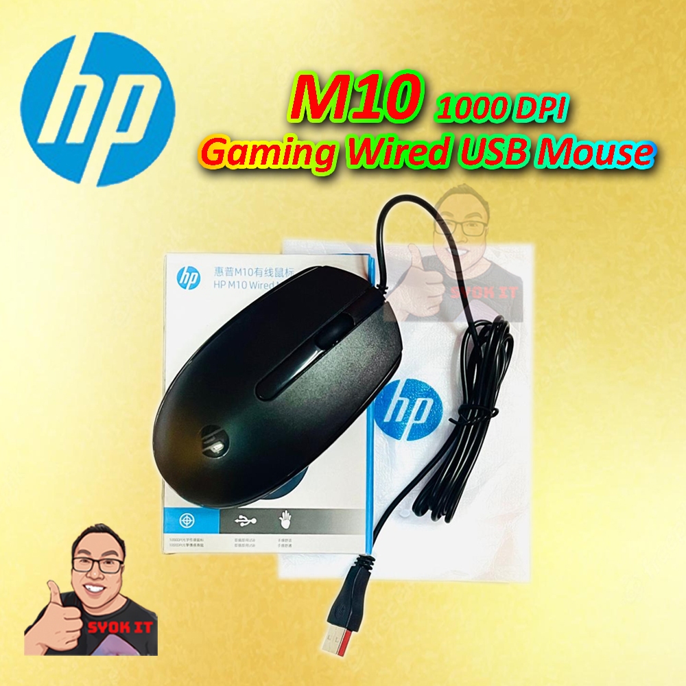 HP M10 Wired Mouse HP M10 Wired USB Mouse 1,000 DPI ( Black ) | Shopee ...