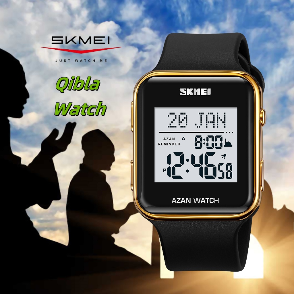 SKMEI 2211 Jam Kiblat dan Watku Solat Men's LED Light Language ...