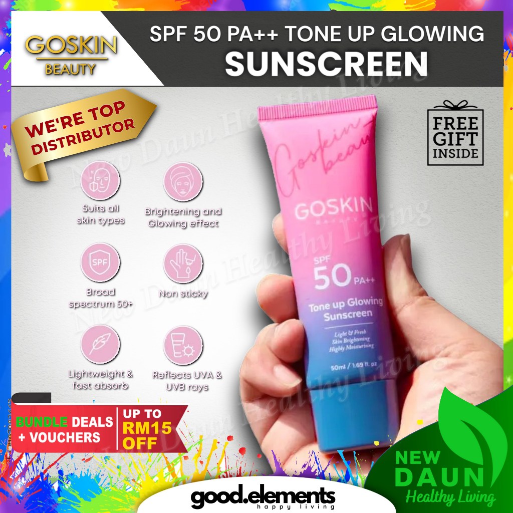 GOSKIN TONE UP GLOWING SUNSCREEN Go Skin HQ SPF 50+ 10ml mini & 50ml ...