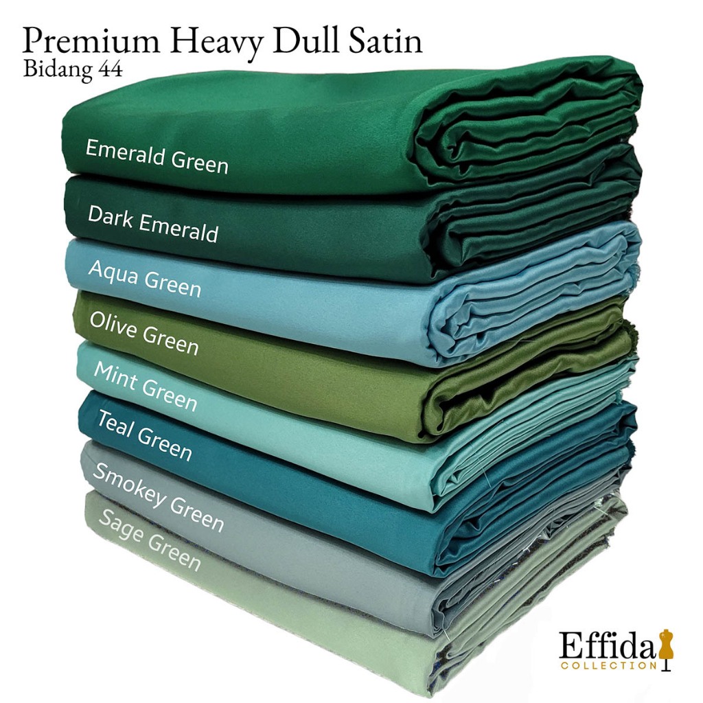 HIJAU Premium Heavy Dull Satin Fabric In Green Color (1 meter - 5 meter ...
