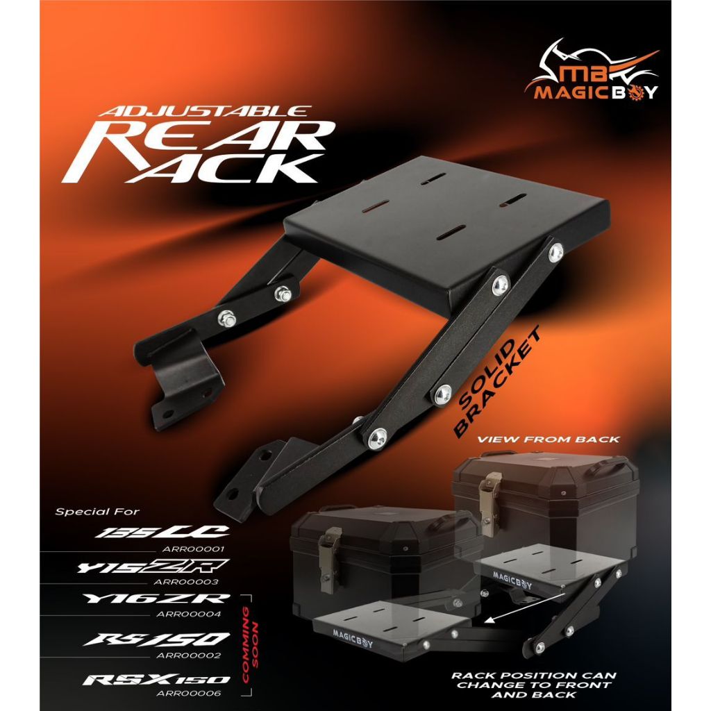 MAGIC BOY ADJUSTABLE REAR RACK LC135 RS150 Y15 Y16 RSX150 BESI TONG ...