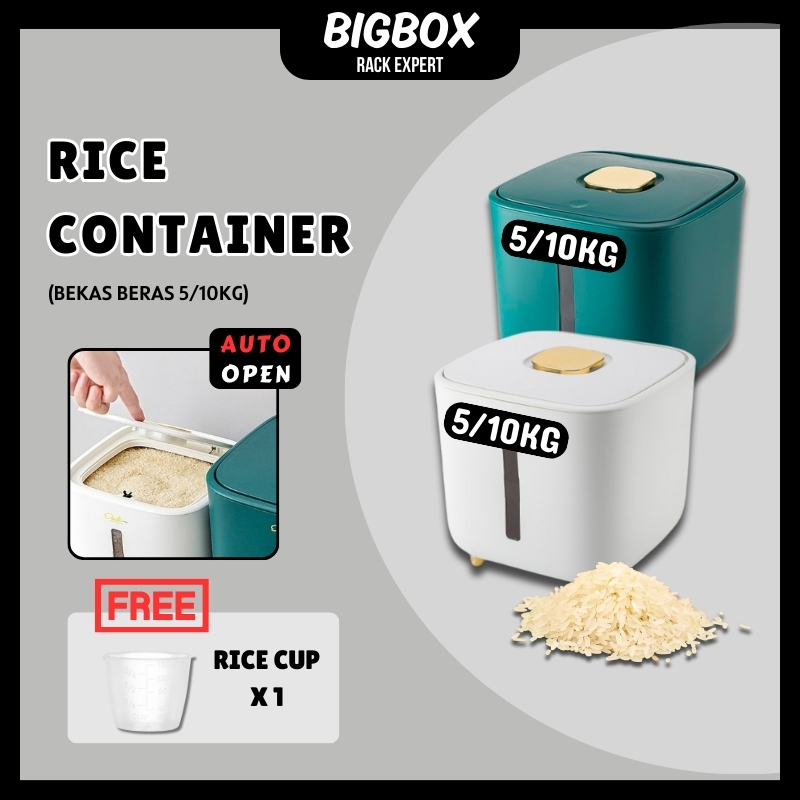 Rice Container 5kg 10kg Rice Storage Rice Bucket Rice Dispenser Bekas ...