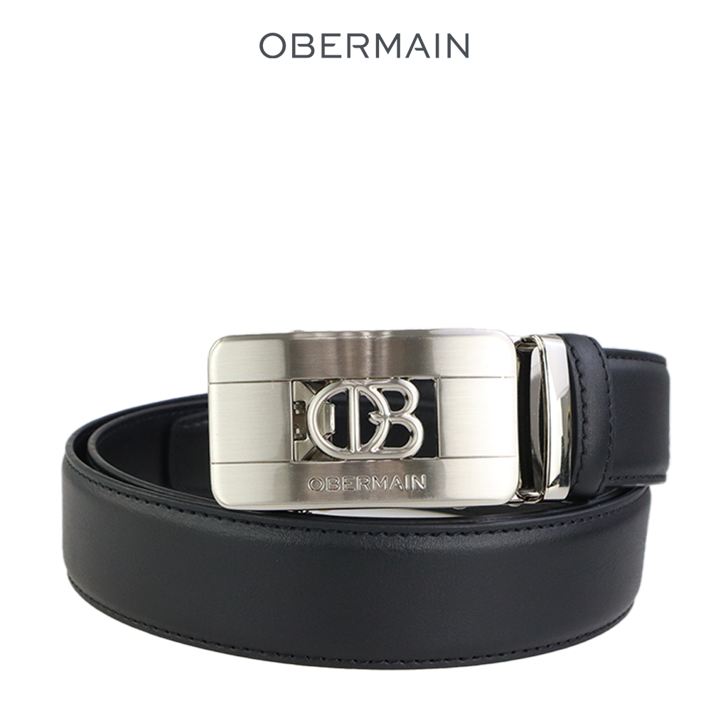 OBERMAIN Men's Belt / 35MM Automatic Buckle / Leather / Black ...