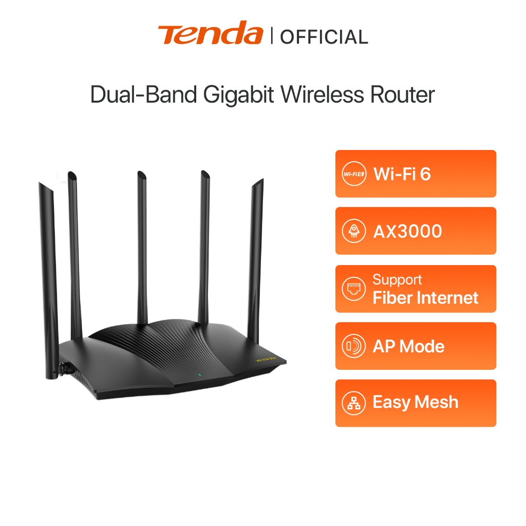 Tenda AX3000 WiFi 6 Router Dual Band Gigabit Wireless Router RX12 Pro ...