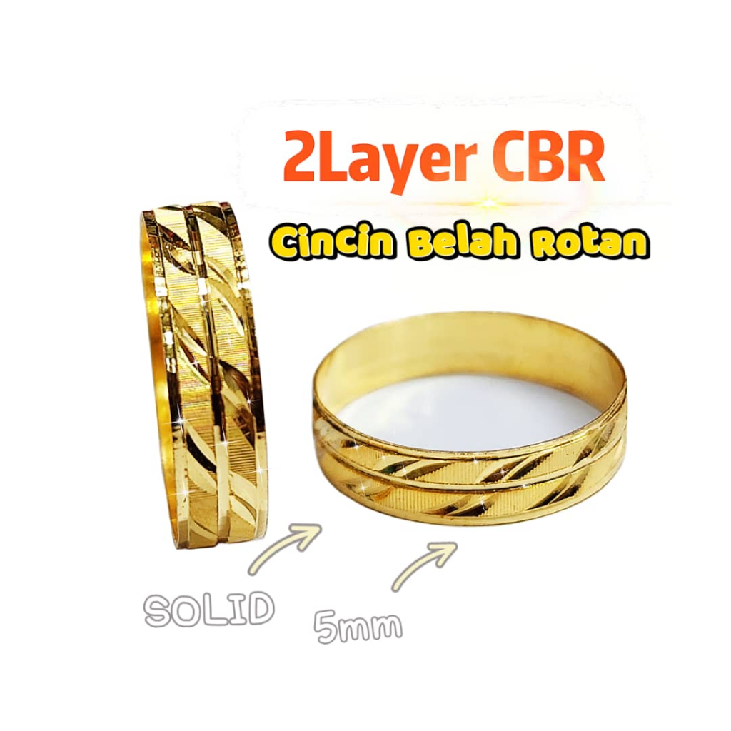 Wing Sing Cincin Merisik Cincin Belah Rotan Emas 916 / 916 Gold 5mm ...