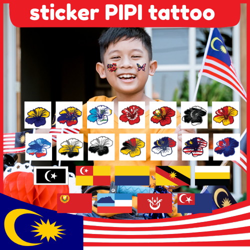 Sticker pipi Tattoo dan Biasa bendera negeri WHITE BASED PUTIH | Shopee ...