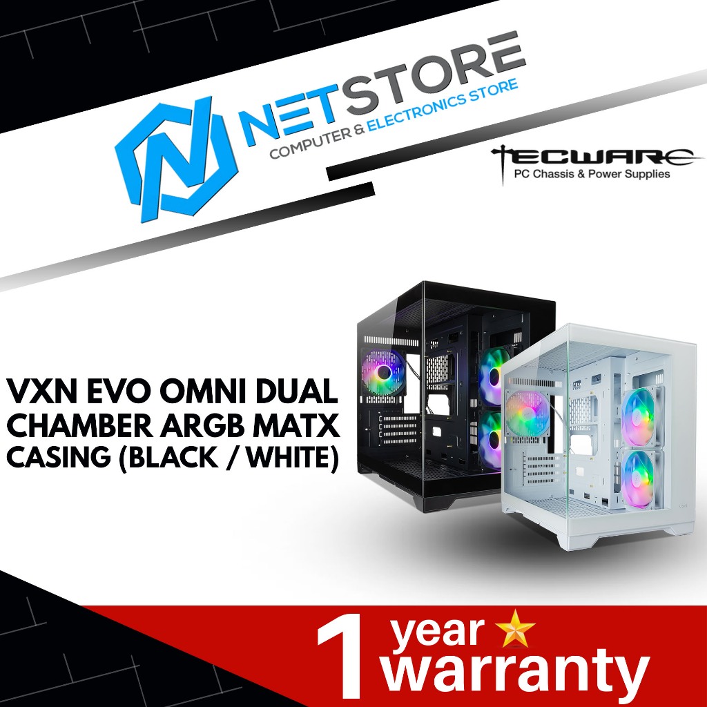 TECWARE VXN EVO OMNI DUAL CHAMBER ARGB MATX CASING (BLACK / WHITE ...