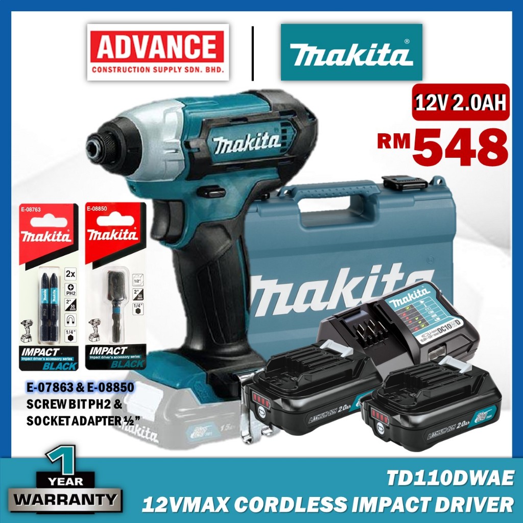 MAKITA TD110DZ / TD110DWYE / TD110DWAE 12Vmax Cordless Impact Driver ...