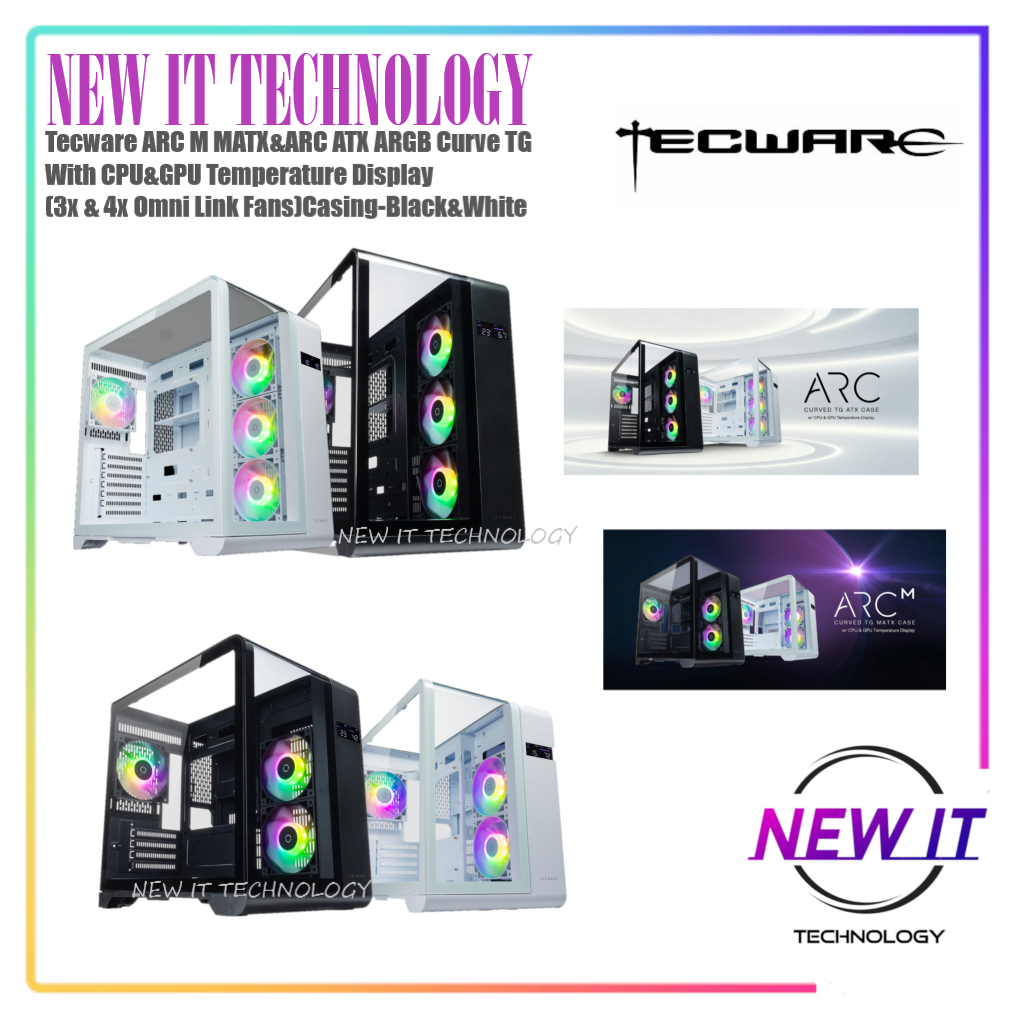 Tecware ARC M MATX&ARC ATX ARGB Curve TG With CPU&GPU Temperature ...