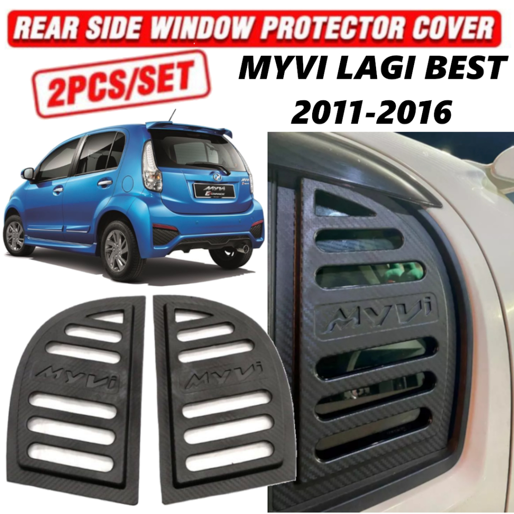 2pcs Perodua Myvi Lagi Best 2011-2016 Window Cover 3D Carbon Rear ...