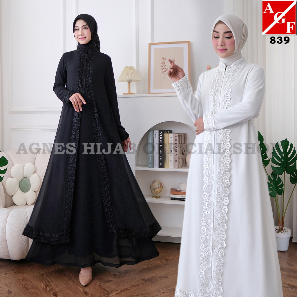 Baju Raya White Dress 2025 Latest Kaftan Flower Dress Muslimah Elegant ...
