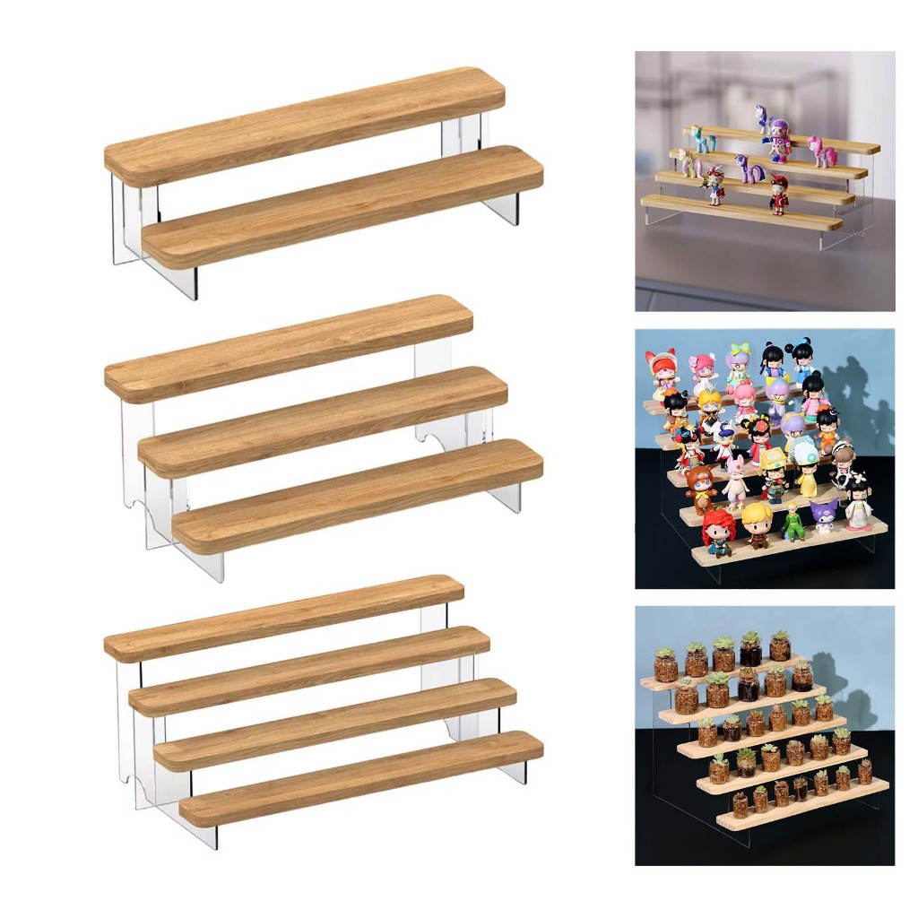 2/3/4/5 Tier Wooden Acrylic Display Stand Toy Blind Box Showcase ...