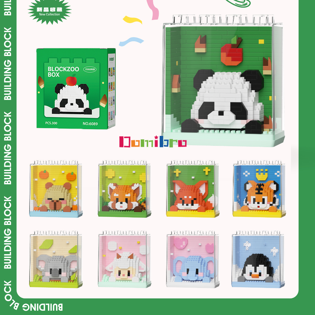 动物熊猫 Nano Block Cube Zoo Panda Capybara 3D Model Building Block Toys ...