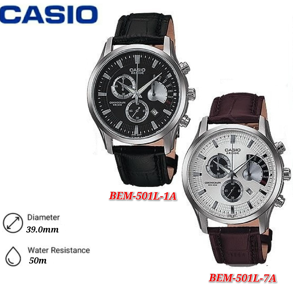 Casio Beside Chronograph Men's Watch BEM-501L / BEM501L | Shopee Singapore